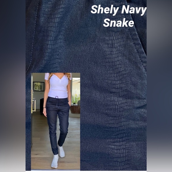 BEVY FLOG | Pants & Jumpsuits | Bevy Flog Shely Navy Snakeskin | Poshmark